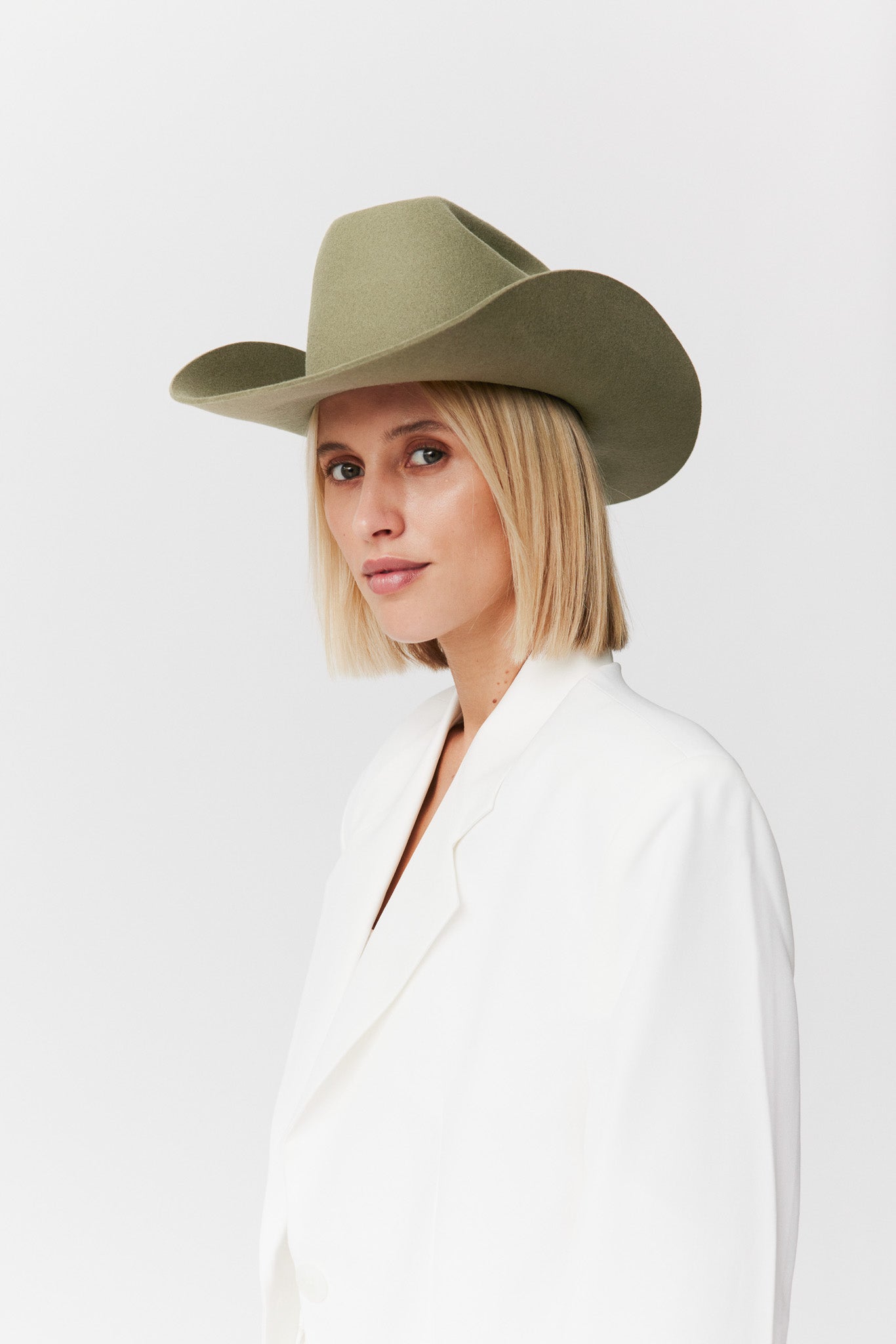 Prinz Berlin I Merino Cowboy Hat Lifted Brim Pistachio