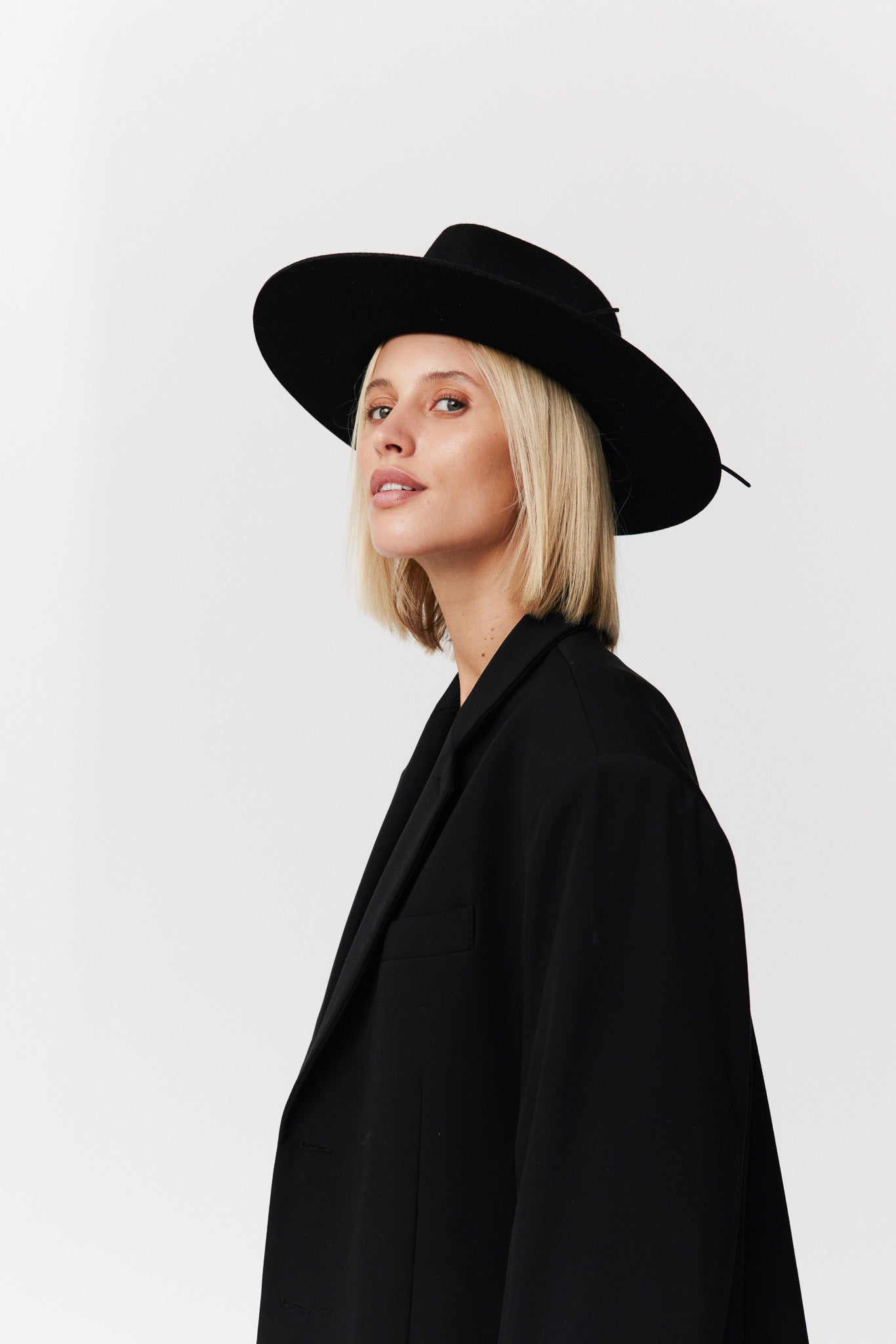 Prinz Berlin I Merino Fedora Hut Classic Brim Schwarz